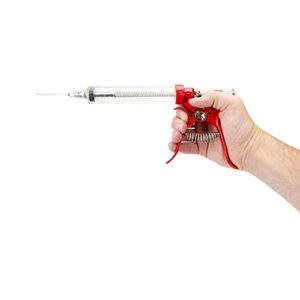 Butcher BBQ Pistol Grip Gourmet Meat Injector Syringe | Metal Handle | 50cc Pistol Grip Injection Syringe | 2 Different Needles for Different Meats | BBQ Smoker Accessories | Tailgating Accessories