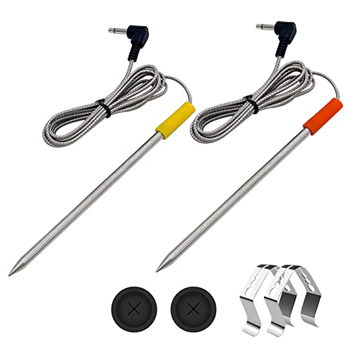 2-Pack Meat Probe Replacement for Oklahoma Joe's, Z Grills, Cuisinart Wood Pellet Grill and Smoker, with Probe Grommet and Temperature Probe Clip