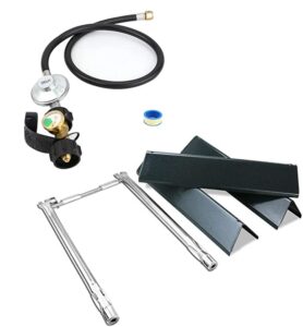 uniflasy 7635 flavorizer bars, 69785 grill burner tubes, propane regulator and hose with propane tank gauge indicator for weber spirit i & ii 200 with front control, spirit e210, e220, s210, s220