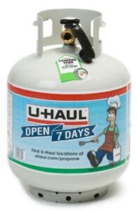 u-haul 20 lb. propane tank- pol and qcc compatible – approx. 4.6 gallon propane gas capacity