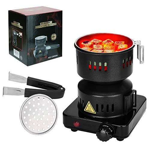 Electric Stove Coconut Charcoal Starter Hookah Coal Burner for Hookah Coal Burner with Detachable Handle Stainless Steel Grill & Rack Smart Heat Control Long Cable for BBQ Kitchen