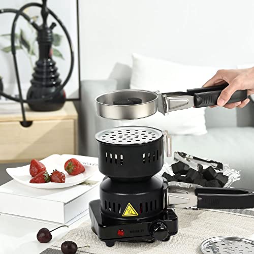 Electric Stove Coconut Charcoal Starter Hookah Coal Burner for Hookah Coal Burner with Detachable Handle Stainless Steel Grill & Rack Smart Heat Control Long Cable for BBQ Kitchen