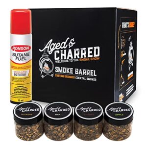 save 10% on cocktail smoker kit with torch and wood chips variety bundle for whiskey and bourbon (butane included) -smoke lid, an old fashioned drink smoker kit and whiskey smoker infuser kit