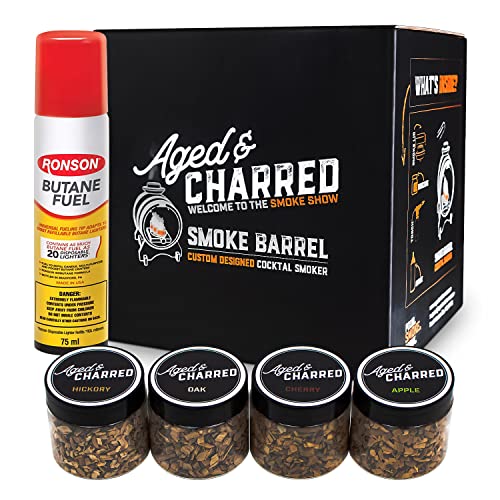 Save 10% on Cocktail Smoker Kit with Torch and Wood Chips Variety Bundle for Whiskey and Bourbon (Butane Included) -Smoke Lid, an Old Fashioned Drink Smoker Kit and Whiskey Smoker Infuser Kit