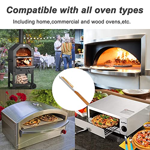 Pizza Oven Brush with Scraper and Ergonomic Silicone Handle, Keeps Your Oven Spotless, Portable Brass Bristles Pizza Stone Brush, Come with Installation Tool, Outdoor Pizza Oven Accessories