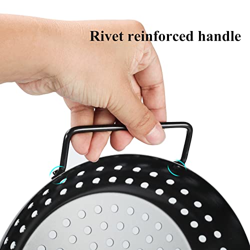 HomeEase Non-Stick Grill wok Grill Topper with Holes, Grill Grid for Outdoor Grill BBQ Accessory for Grilling Vegetable, Fish, Shrimp, Meat, 11.02 x 8.86 x 2.48“（Round）