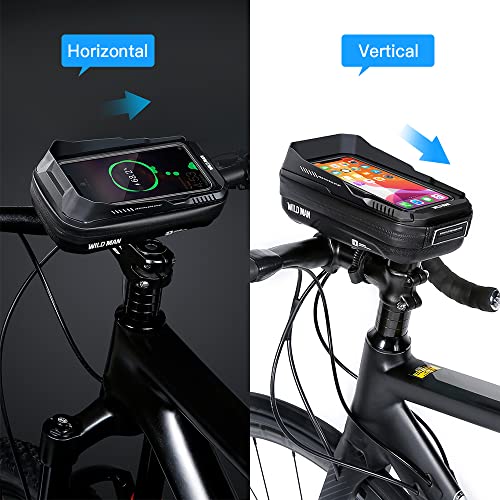 MengK Touch Screen Bike Handlebar Bag Waterproof Front Frame Top Tube Bicycle Pouch Large Capacity Cycling Front Storage Bag for 6.7in Large Screen