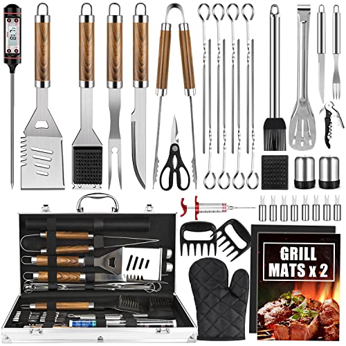 Cifaisi BBQ Grill Accessories Set, 38Pcs Stainless Steel Grill Tools Grilling Accessories with Aluminum Case, Thermometer, Grill Mats for Camping/Backyard Barbecue, Grill Utensils Set for Men Women