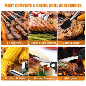 Cifaisi BBQ Grill Accessories Set, 38Pcs Stainless Steel Grill Tools Grilling Accessories with Aluminum Case, Thermometer, Grill Mats for Camping/Backyard Barbecue, Grill Utensils Set for Men Women