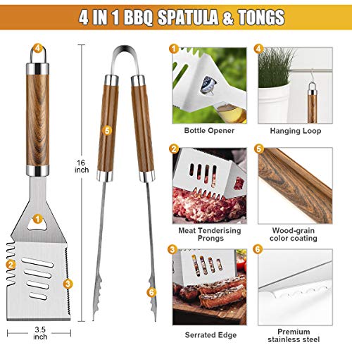 Cifaisi BBQ Grill Accessories Set, 38Pcs Stainless Steel Grill Tools Grilling Accessories with Aluminum Case, Thermometer, Grill Mats for Camping/Backyard Barbecue, Grill Utensils Set for Men Women