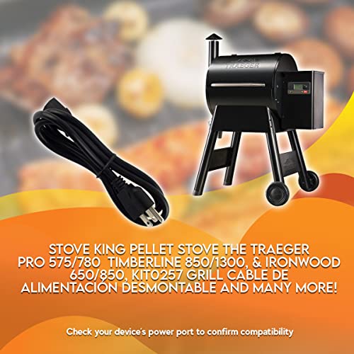 Stove King Pellet Stove The Traeger Pro 575/780, Timberline 850/1300, & Ironwood 650/850, KIT0257 Grill Detachable Power Cord (Non Angled)