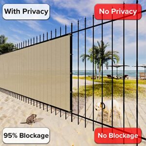 INFRANGE Heavy Duty Fence Privacy Screen Windscreen Beige 5' x 12' Shade Fabric Cloth HDPE, 90% Visibility Blockage, with Grommets, Heavy Duty Commercial Grade, Cable Zip Ties Included