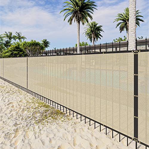 INFRANGE Heavy Duty Fence Privacy Screen Windscreen Beige 4' x 20' Shade Fabric Cloth HDPE, 90% Visibility Blockage, with Grommets, Heavy Duty Commercial Grade, Cable Zip Ties Included