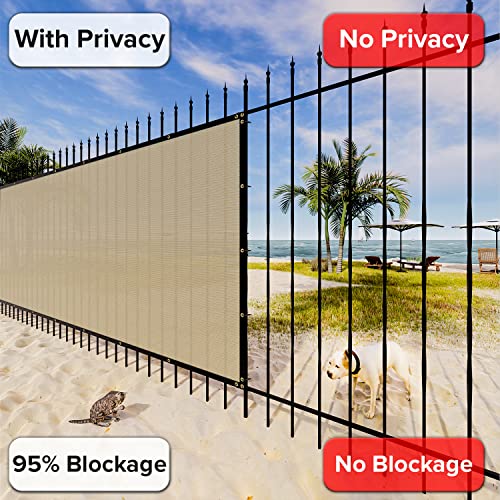 INFRANGE Heavy Duty Fence Privacy Screen Windscreen Beige 4' x 20' Shade Fabric Cloth HDPE, 90% Visibility Blockage, with Grommets, Heavy Duty Commercial Grade, Cable Zip Ties Included