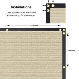 INFRANGE Heavy Duty Fence Privacy Screen Windscreen Beige 4' x 20' Shade Fabric Cloth HDPE, 90% Visibility Blockage, with Grommets, Heavy Duty Commercial Grade, Cable Zip Ties Included