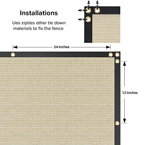 INFRANGE Heavy Duty Fence Privacy Screen Windscreen Beige 4' x 20' Shade Fabric Cloth HDPE, 90% Visibility Blockage, with Grommets, Heavy Duty Commercial Grade, Cable Zip Ties Included