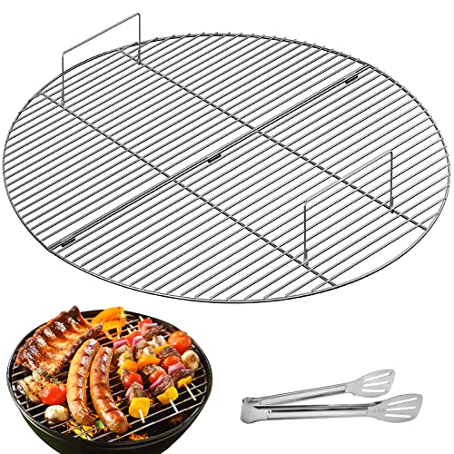 VEVOR Fire Pit Grates, Foldable Round Cooking Grate, Stainless Steel Tight Grid Campfire BBQ Grill with Portable Handle for Outdoor Picnic Party & Gathering, Silver (36 inch-With Handle)