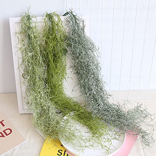 HXSCOO Artifical Plants Plastic Green Wall Hanging Air Vine Fake Grass Rattan Plant Wedding Christmas Scene Layout Home Garden Decor (Color : A)