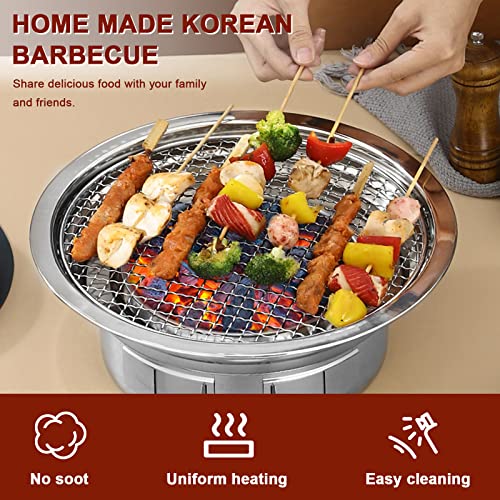 Multifunctional Charcoal Barbecue Grill 40cm Household Korean BBQ Grill Stainless Steel Non-stick Charcoal Stove (40cm)