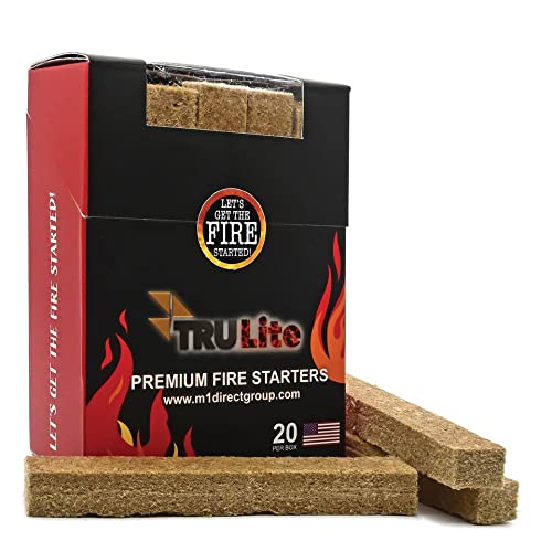 TRULite Premium Fire Starters, 20 Piece Box, USA Made, Ideal for Quickly, Safely & Naturally Lighting All Types of Grills, Bonfires, Fire Pits, Fireplaces, Wood Stoves, & Campfires!