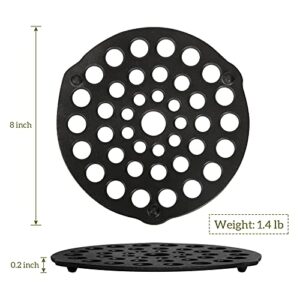 OLIGAI Heavy Duty Cast Iron Round Meat Trivet,Heat Diffuser Plate