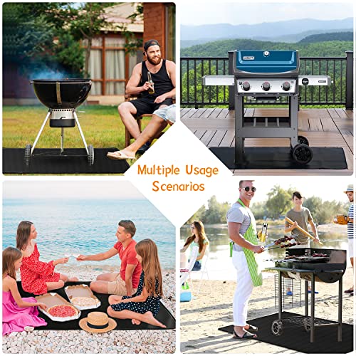 Sunerve Large Under Grill Mats, Grease matt under grill, 48*30 Inch Desk and Patio Protector Mats, Grill Matt for Patio, Fireproof Mat for Outdoor Smokers, Gas Grills, Fireproof Fire Pit Mat for Grass