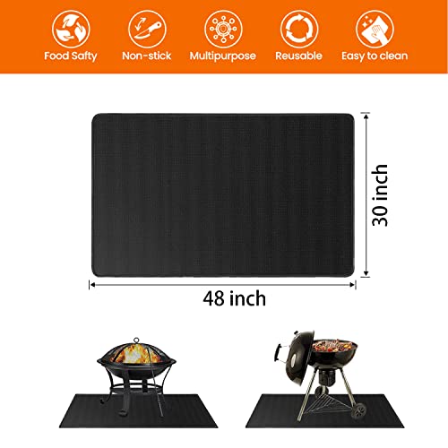 Sunerve Large Under Grill Mats, Grease matt under grill, 48*30 Inch Desk and Patio Protector Mats, Grill Matt for Patio, Fireproof Mat for Outdoor Smokers, Gas Grills, Fireproof Fire Pit Mat for Grass