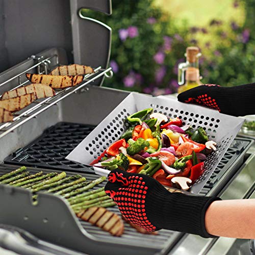 3 Pack Grill Baskets for Outdoor Grill, Heavy Duty Stainless Steel Vegetable Grill Basket, Grilling Basket for Veggies, Grilling Accessories for All Grills & Smokers - Grilling Gifts for Men