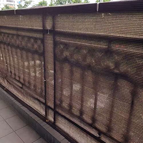 ACJRYO Balcony Privacy Screen Cover, 3ft X 10ft Garden Privacy Screen with Rope and 8pcs Cable Ties, Heavy Duty Fencing Mesh Shade Net Cover for Balcony Backyard Patio Porch Garden, Brown