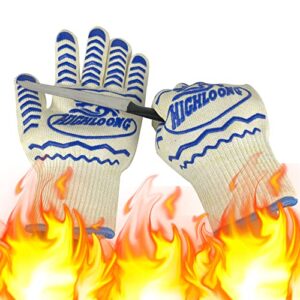 1472°f extreme heat resistant bbq oven safety gloves – en407 certified, thick but light weight for kitchen potholder and outdoors-1 pair (2 pieces set) (white)