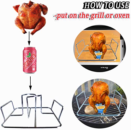 ZUOOBAR Beer Can Chicken Holder Stand for Grill Oven and Smoker, Vertical Grill Chicken Rack, BBQ Turkey Roaster Stand Rack-2PACK