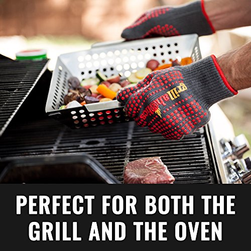 Grillaholics Barbecue Gloves, Top Cooking Gloves in Barbeque Grilling Accessories, 660°F Heat Resistant with ThermoMatrix™ Silicone, Protect Your Hands with BBQ Oven Mitts