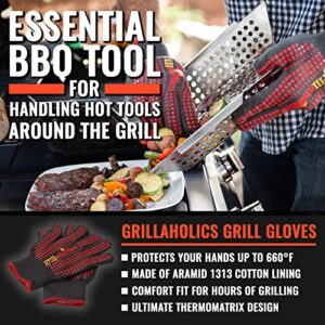 Grillaholics Barbecue Gloves, Top Cooking Gloves in Barbeque Grilling Accessories, 660°F Heat Resistant with ThermoMatrix™ Silicone, Protect Your Hands with BBQ Oven Mitts