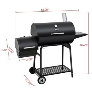 Royal Gourmet CC1830M 30-Inch Barrel Charcoal Grill with Offset Smoker, 811 Square Inches, Outdoor Backyard, Patio and Parties, Black