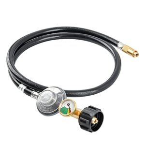 jeasom 4ft propane regulator hose with gauge fit for blackstone 17”/22” tabletop griddle boss 2 burner gas griddles.