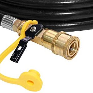 DOZYANT 12ft RV Propane Quick Connect Hose and Conversion Fitting for Blackstone 17inch and 22inch Table Top Griddle - 1/4 inch Safety Shutoff Valve & Male Full Flow Plug