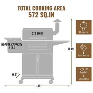 Z GRILLS Pellet Grill & Smoker 600D3E 2023 Upgraded with PID Controller, Direct Flame Access, and Enclosed Storage Cabinet, 572 Sq In Cooking Area