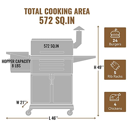 Z GRILLS Pellet Grill & Smoker 600D3E 2023 Upgraded with PID Controller, Direct Flame Access, and Enclosed Storage Cabinet, 572 Sq In Cooking Area