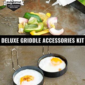 Commercial-Grade Griddle Accessories Kit for Blackstone - Spatulas, Scraper, Cheese Melting Dome, Egg Rings, Bottles, and More for Indoor/Outdoor Cooking on Flat Top Grills