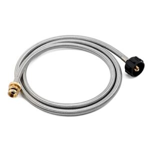 silatu propane tank adapter hose – qcc1/type1 connect to 1lb to 20lb tank, stainless steel braided propane hose adapter for camping stove, portable buddy heater, gas grill, 5ft