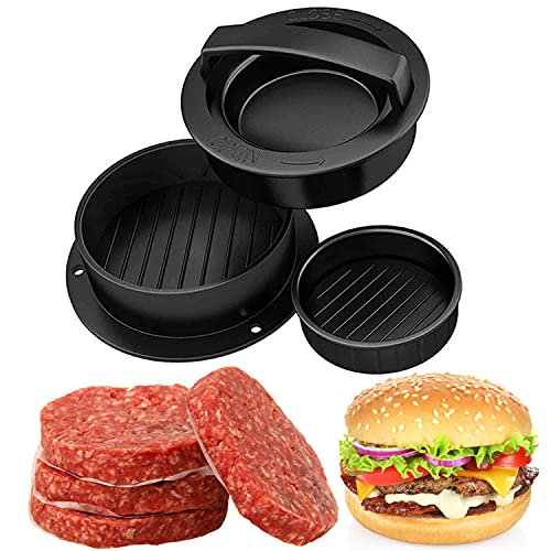 Hamburger Patty Maker, 3 in 1 Burger Press, Non-Stick Burger Press Patty Maker, Smash Burger Press, Slider Burger Beef Meat Mold for Cooking Stuffed Hamburger, Beef Burger, Sliders, BBQ Grilling