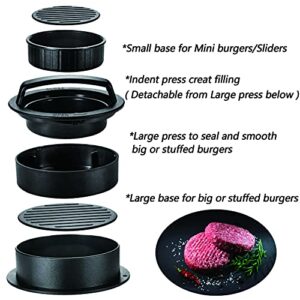 Hamburger Patty Maker, 3 in 1 Burger Press, Non-Stick Burger Press Patty Maker, Smash Burger Press, Slider Burger Beef Meat Mold for Cooking Stuffed Hamburger, Beef Burger, Sliders, BBQ Grilling