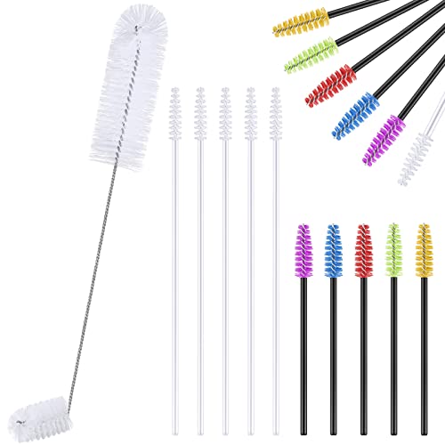 Hummingbird Feeder Cleaning Brush 19 Pieces 3 Size Mini Nylon Tube Brush Set Double Headed Hummingbird Brush Cleaner Clean Hard to Reach Places Tiny Cleaning Brush Kit 2 in 1 Hummingbird Brush (White)