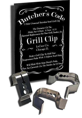 Butchers Code - Universal 3 Hole - 3 Pack - A Style - Grill Probe Clip - for Ambient Temperature Readings (3)