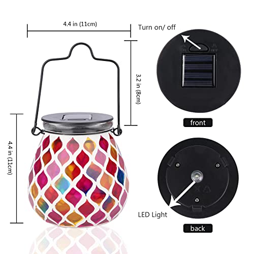 Mosaic Solar Lanterns - Solar Hanging Lanterns Outdoor Waterproof Solar Table Lights for Garden, Patio, Party, Yard, Outdoor Decor (Diamond)