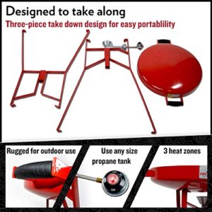 The Original FIREDISC 36” Tall Propane Cooker | Single Burner Propane Stove | Outdoor Burner with Wok | Propane Gas Burner for Outdoor Cooking | Propane Burner for Camping | 41 x 33 x 6 inches | Red