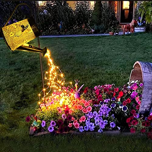 Morestar Solar Garden Fairy Lights Decorative Outdoor(Warm White),Solar Watering Can Hummingbird Lights,Metal Waterproof Hanging Solar Lantern,Gifts for Mom Grandmom Birthday for Patio Yard Lawn Decor