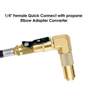 Uniflasy Quick-Connect RV Propane 12 Ft Hose with 90 Degree Elbow Adapter Fitting for Blackstone 17"/22" Griddle or RV Trailer, Camper Gas Grill Conversion 1/4" Quick Connect and Shutoff Valve Kit