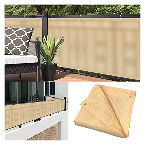 ALBN Balcony Screen Privacy Protection Outdoor Shading Net Windshield UV Protection HDPE Tear Resistant with Rope & Cable Ties, Height 1.1m/1.4m (Color : Beige, Size : 140x900cm)