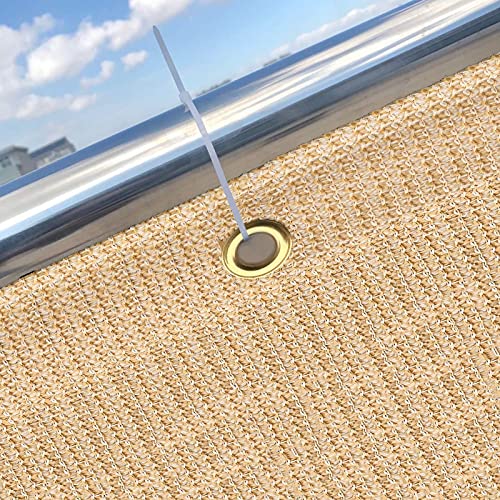 ALBN Balcony Screen Privacy Protection Outdoor Shading Net Windshield UV Protection HDPE Tear Resistant with Rope & Cable Ties, Height 1.1m/1.4m (Color : Beige, Size : 140x900cm)